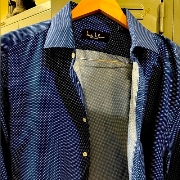 Nicole Miller | Shirts | Nicole Miller Dress Shirt Mens L 6165 Blue ...